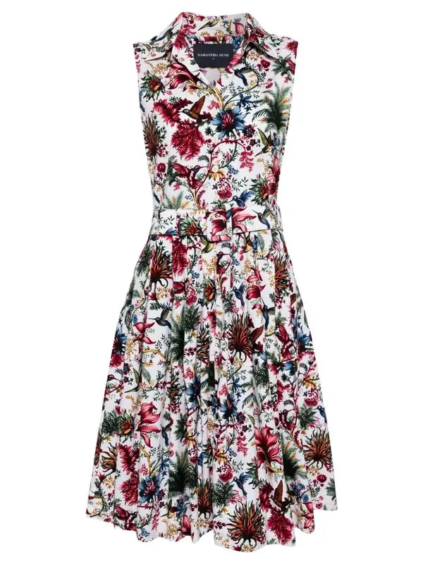 Samantha Sung Floral-print Dress - White
