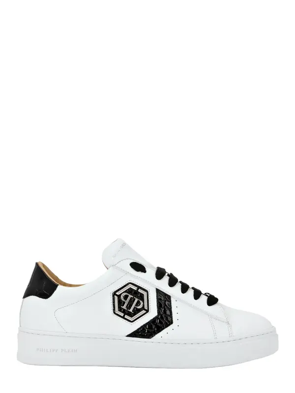 Philipp Plein Logo-patch Panelled Leather Sneakers - White