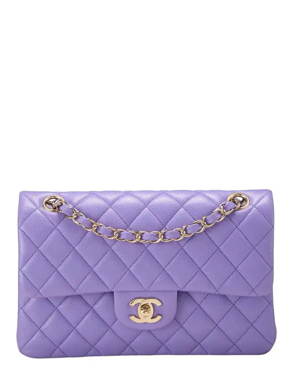 Chanel Quilted Caviar Classic Double Flap Small - Purple