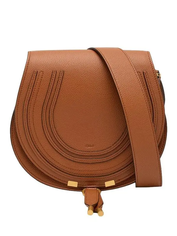 Chloé Marcie Leather Saddle Bag - Tan