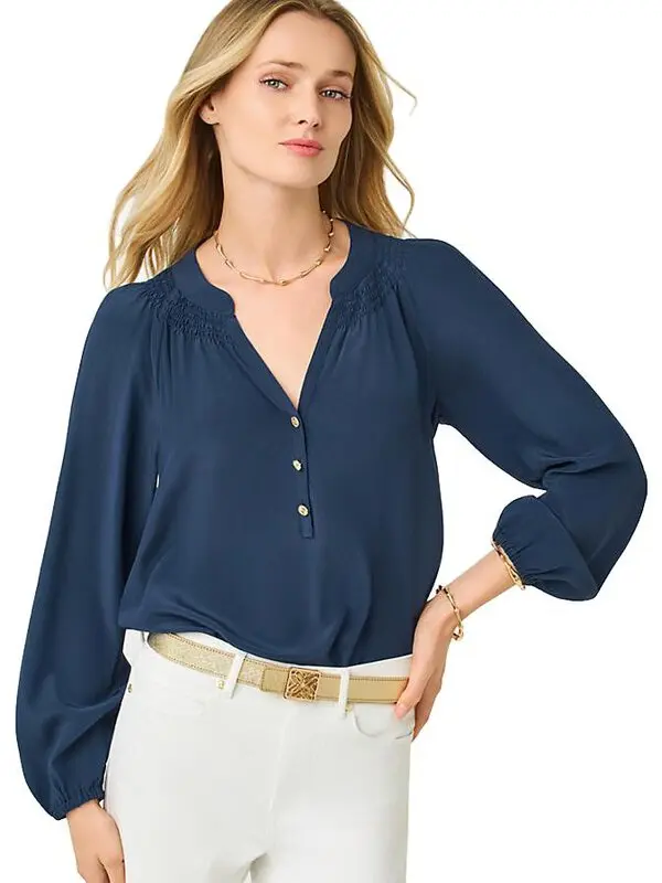 LILLY PULITZER Elsa Silk Top - Low Tide Navy