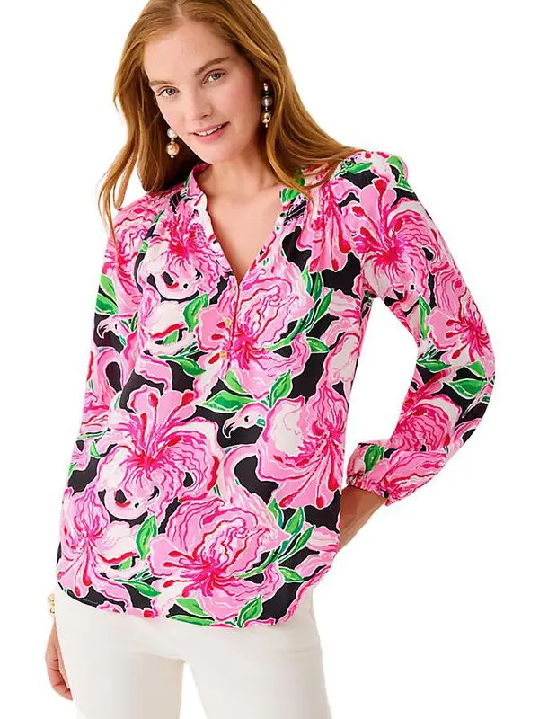 LILLY PULITZER Elsa Silk Top - Onyx Party All The Time