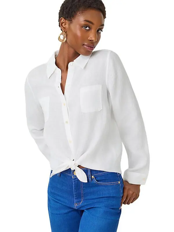 Lilly Pulitzer® Sea View Linen Shirt - Resort White