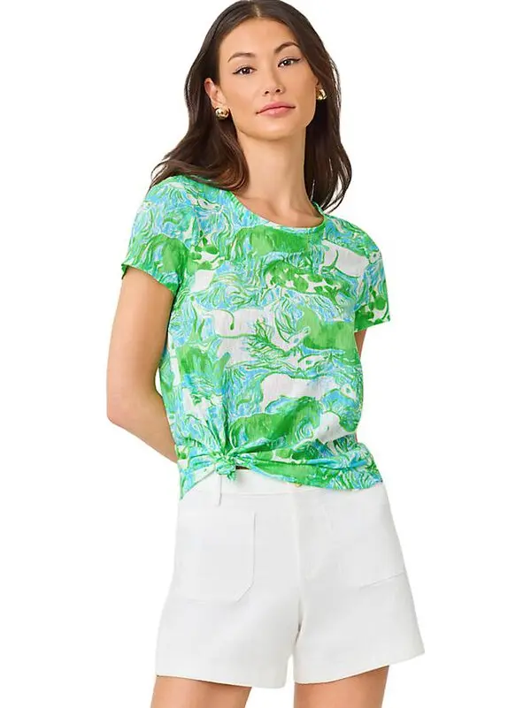 Lilly Pulitzer® Etta Scoop Neck Top - Capri Blue Galloping Gals