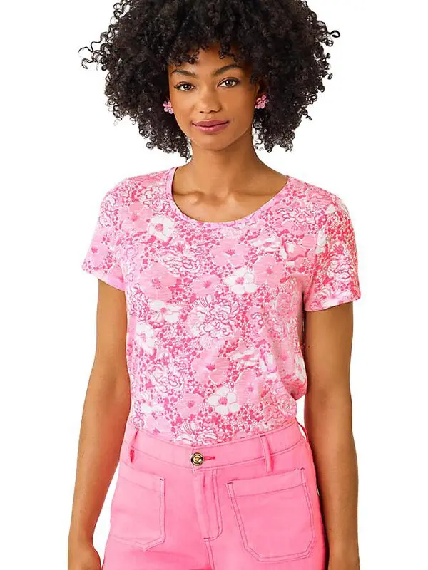 Lilly Pulitzer® Etta Scoop Neck Top - Conch Shell Pink Burst Of Joy