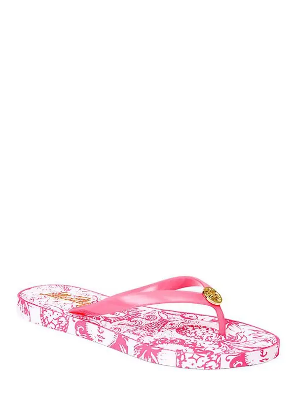 Lilly Pulitzer® Printed Flip Flops - Cherry Blossom Pink Lil Fleur De Lilly Shoe