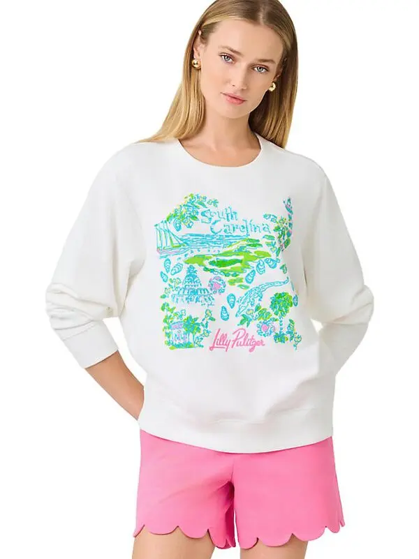 LILLY PULITZER Ballad Cotton Sweatshirt - Multi South Carolina Destination Graphic