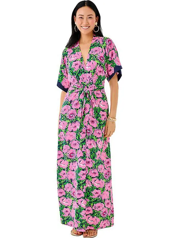 Lilly Pulitzer® Wisteria Fit-and-flare Maxi Dress - Low Tide Navy Florrie Engineered Knit Maxi Dress