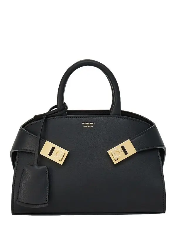 FERRAGAMO Mini Hug Leather Crossbody Bag - Nero