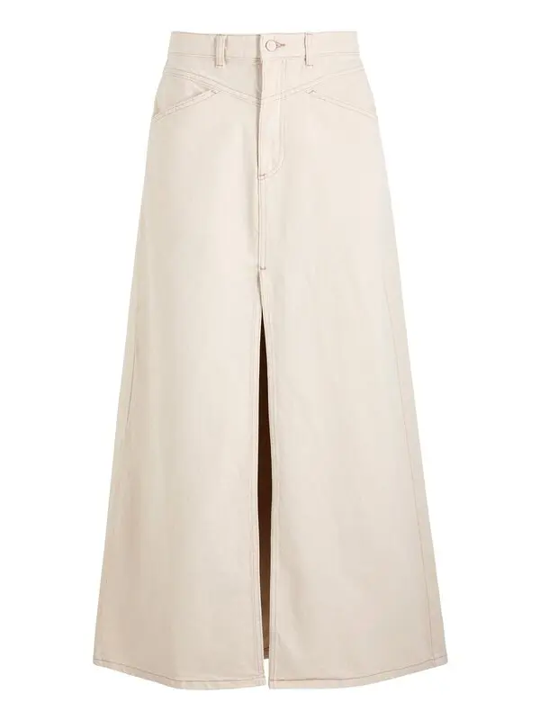 Free People Denim Maxi Skirt - Cream