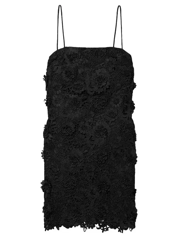 Zimmermann Raie Guipure Lace Mini Dress - Black