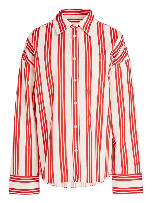 Solid & Striped The Dylan Striped Cotton-poplin Shirt - Red