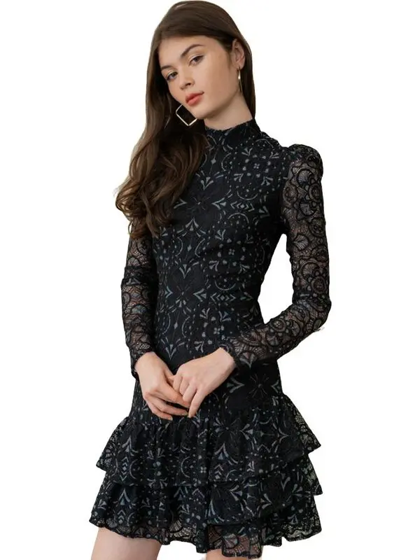 Yumi Kim Lace Long Sleeve Dress - Black