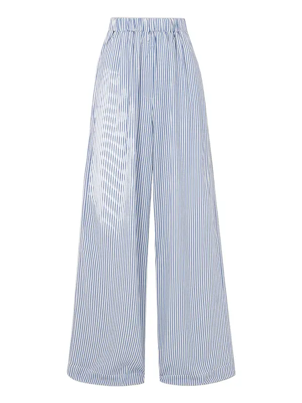 THE FRANKIE SHOP Mirca Striped Twill Wide-leg Pants - Blue