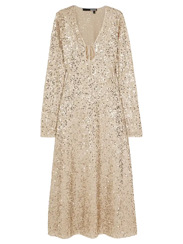 Remain Birger Christensen Sequined Recycled-tulle Midi Dress - Gold