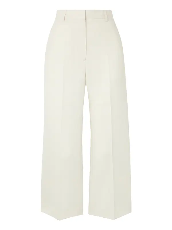 TOTEME Cropped Crepe Straight-leg Trousers - Off-white