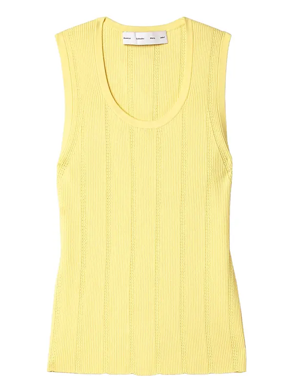 Proenza Schouler White Label Perry Ribbed Pointelle-knit Tank - Yellow