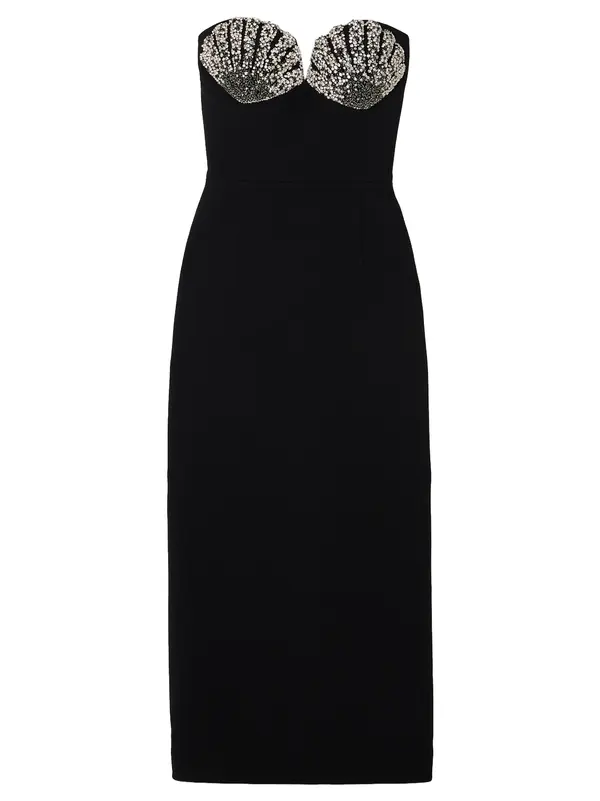 Rebecca Vallance Cordelia Crystal-embellished Crepe Midi Dress - Black
