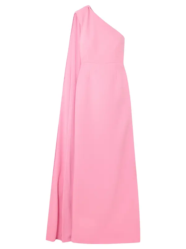 Rebecca Vallance Odetta One-shoulder Cape-effect Gown - Pink