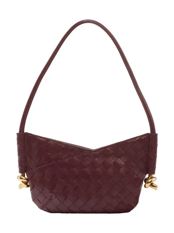 Bottega Veneta Mini Solstice Intrecciato Leather Hobo Bag - 2250 Barolo-m Brass