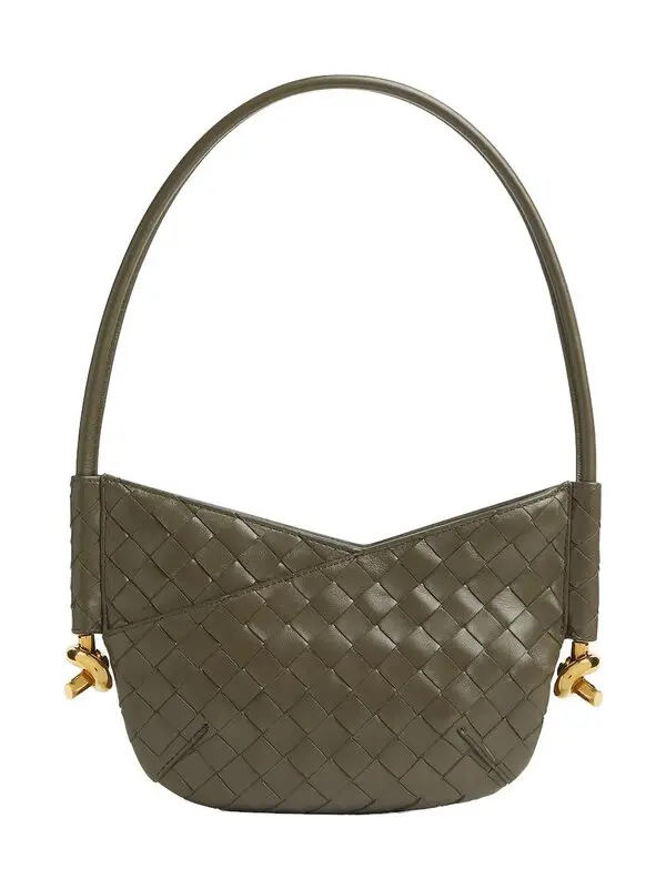 Bottega Veneta Mini Solstice Intrecciato Leather Hobo Bag - 3230 Cypress-muse Brass