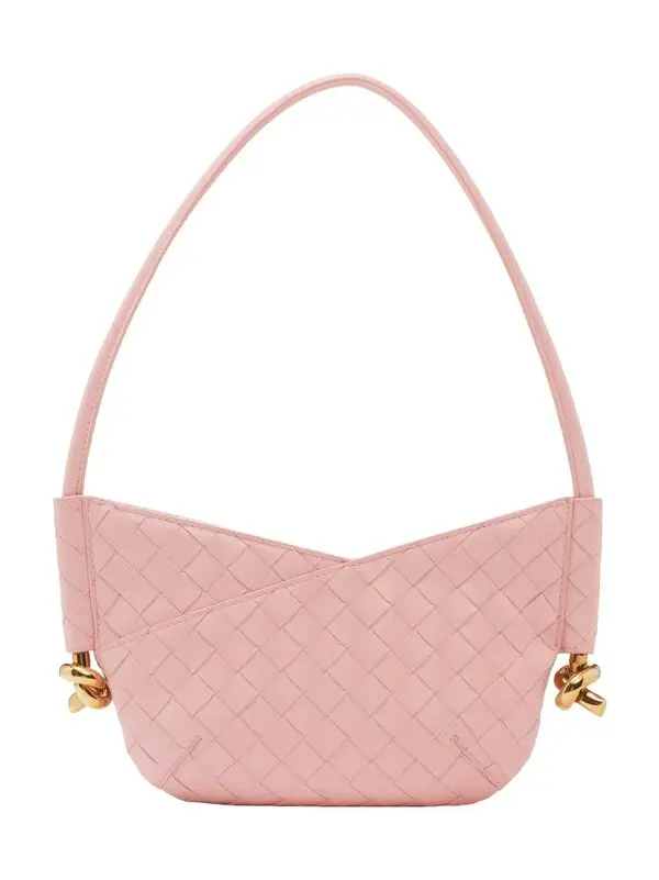 Bottega Veneta Mini Solstice Intrecciato Leather Hobo Bag - 6858 Rose-muse Brass