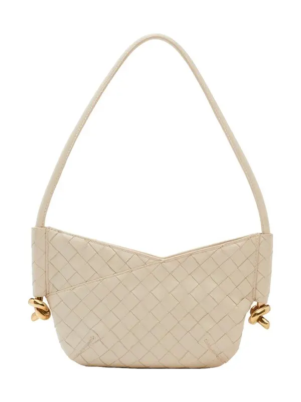 Bottega Veneta Mini Solstice Intrecciato Leather Hobo Bag - Sea Salt - Brass