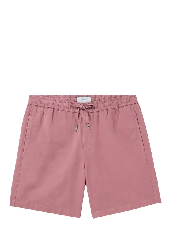Mr P. Straight-leg Cotton And Linen-blend Drawstring Shorts - Pink