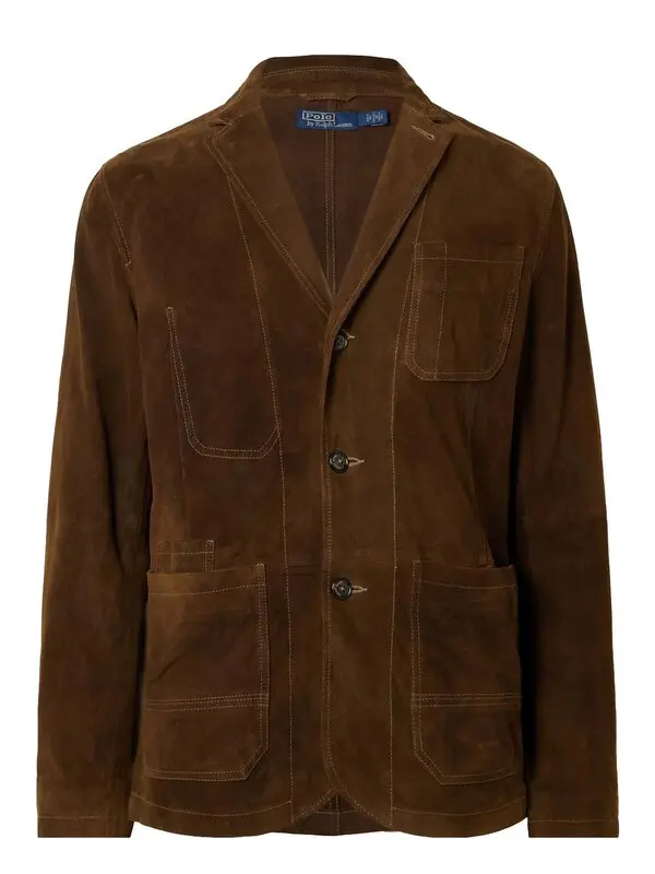 Polo Ralph Lauren Topstitched Suede Blazer - Brown