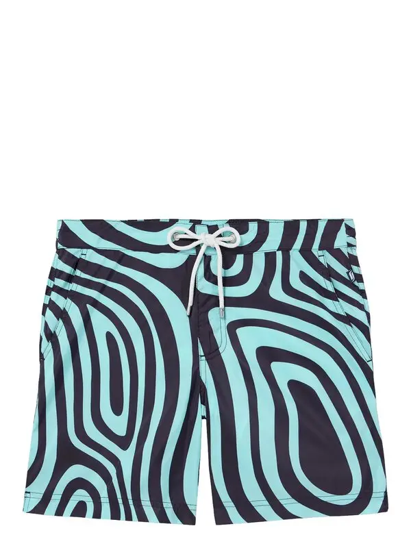 Richard James Straight-leg Mid-length Printed Swim Shorts - Blue