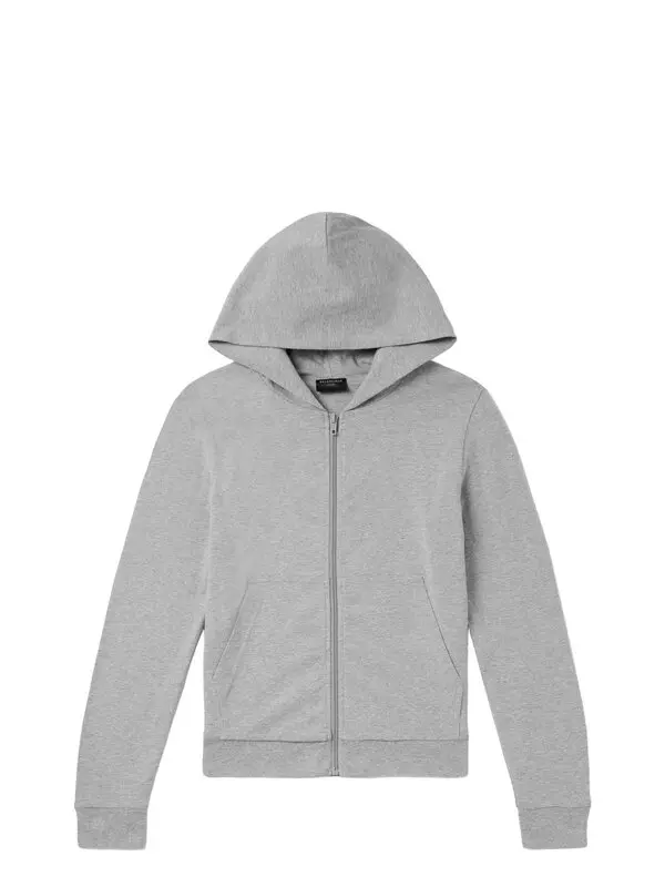 Balenciaga Slim-fit Cotton-blend Jersey Zip-up Hoodie - Gray