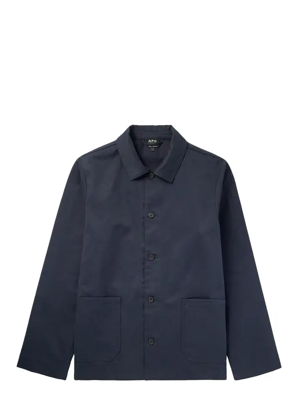 A.p.c. Kerlouan Logo-embroidered Cotton-twill Overshirt - Blue
