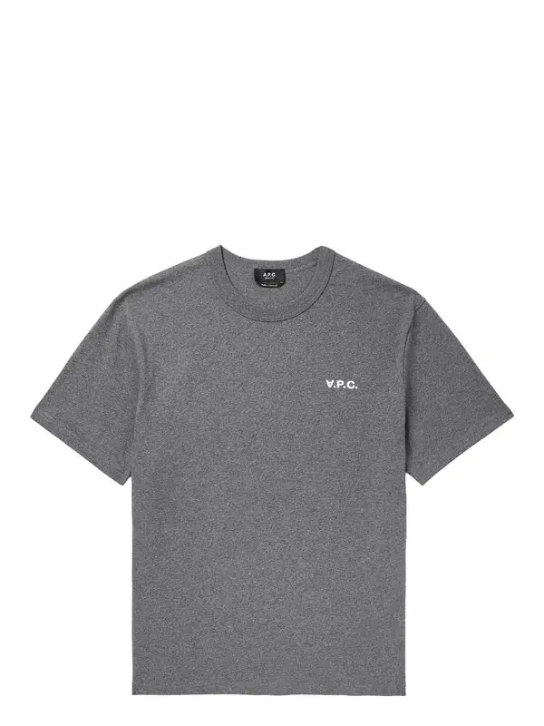 A.p.c. Logo-flocked Cotton-jersey T-shirt - Gray