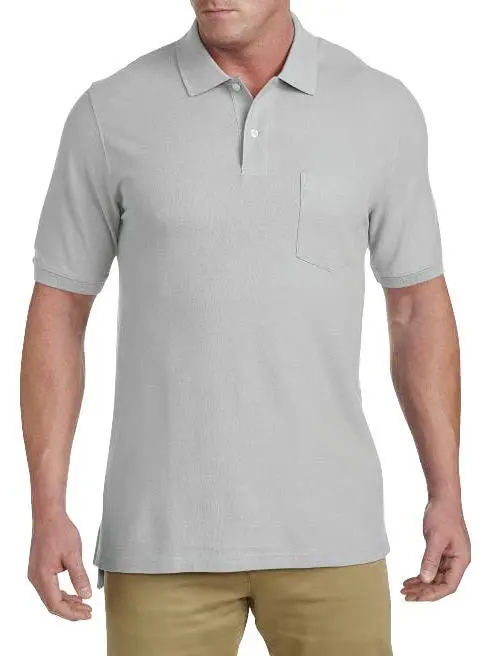 HARBOR BAY BY DXL Big & Tall Pocket Piqué Polo Shirt - Drizzle