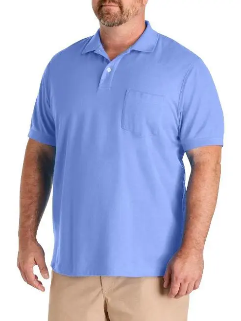 HARBOR BAY BY DXL Big & Tall Pocket Piqué Polo Shirt - Hydrangea