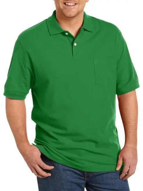 HARBOR BAY BY DXL Big & Tall Pocket Piqué Polo Shirt - Online Lime