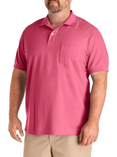 HARBOR BAY BY DXL Big & Tall Pocket Piqué Polo Shirt - Pink Lemonade