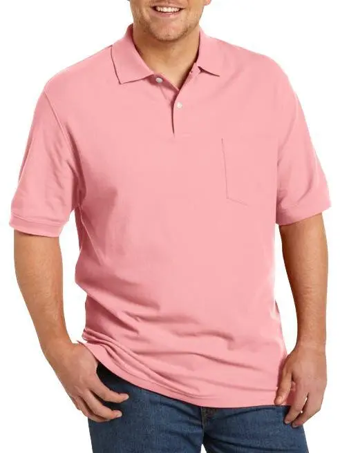 HARBOR BAY BY DXL Big & Tall Pocket Piqué Polo Shirt - Rose Elegance