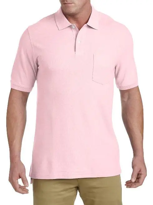 HARBOR BAY BY DXL Big & Tall Pocket Piqué Polo Shirt - Silver Pink