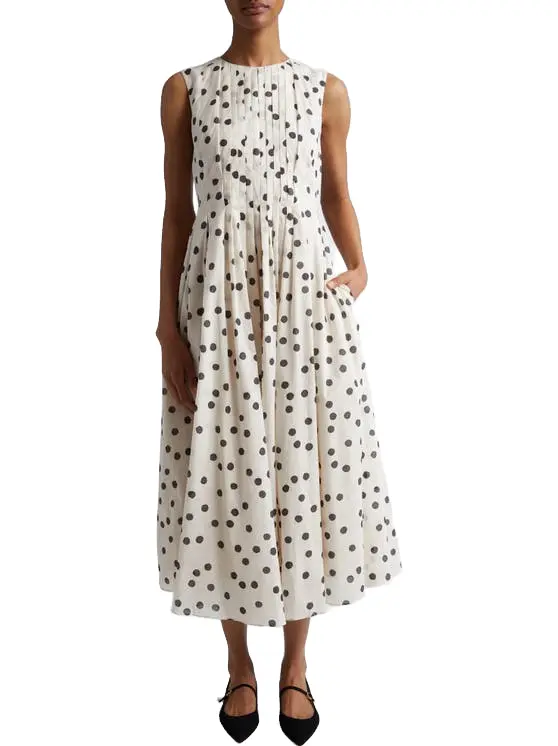 Max Mara Carol Polka Dot Sleeveless Dress - Ecru