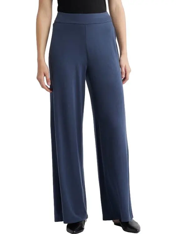 Eileen Fisher High-waisted Wide-leg Jersey Pants - Ocean
