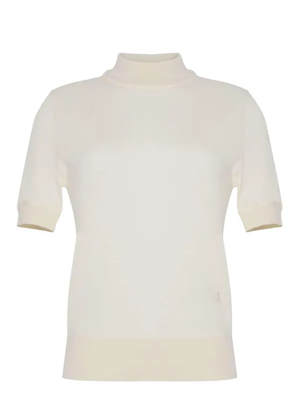 Adam Lippes Mock-neck Cashmere Top - Neutrals