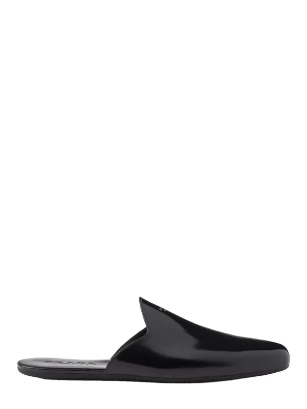 Prada Logo-embossed Leather Slippers - Black