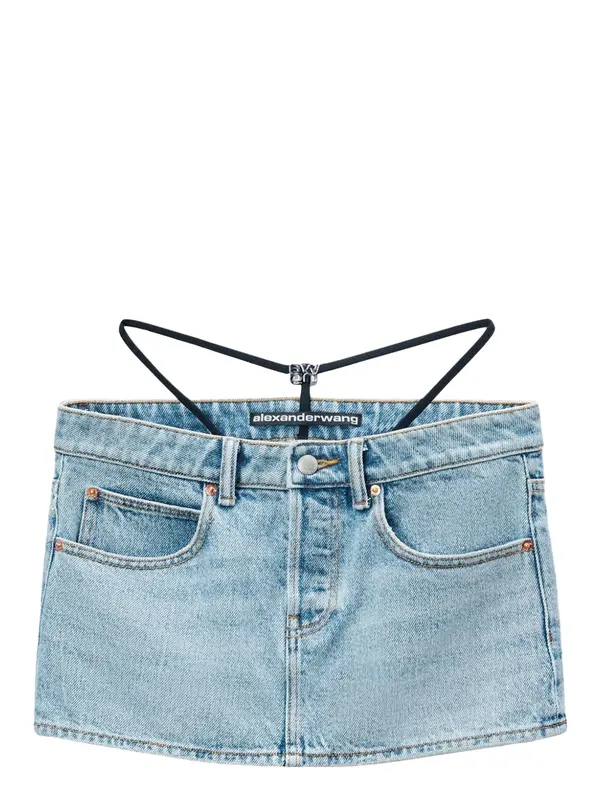Alexander Wang Strap-detail Low-rise Denim Skirt - Blue