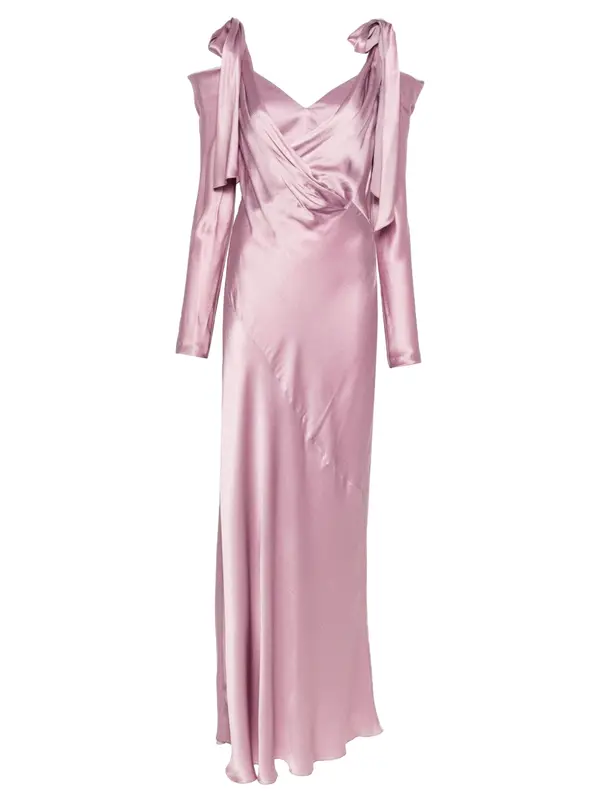 Alberta Ferretti Satin Draped Maxi Dress - Pink