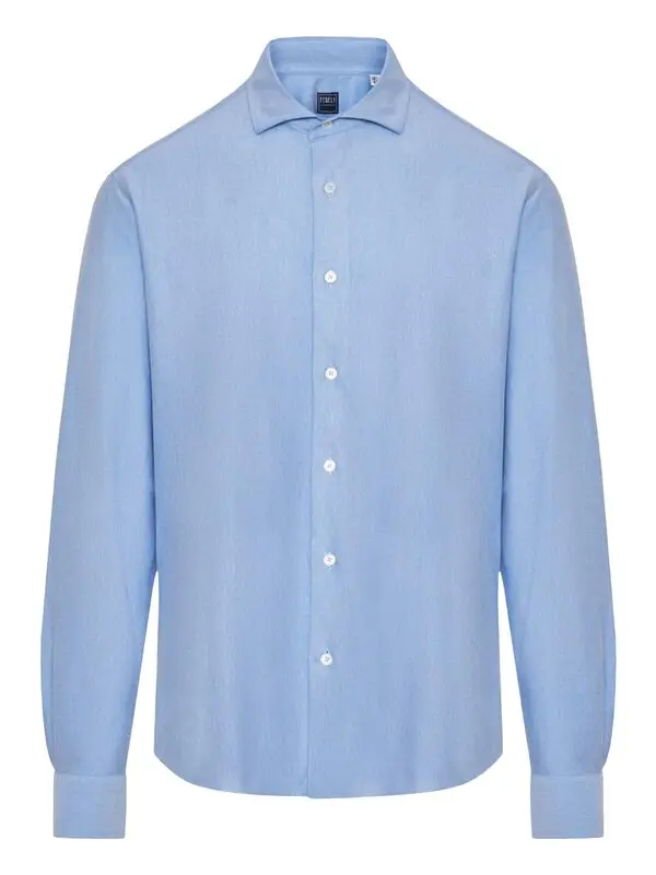 Fedeli Ong-sleeve Poplin Shirt - Blue