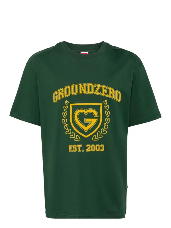 GROUND ZERO Logo-print Cotton T-shirt - Green