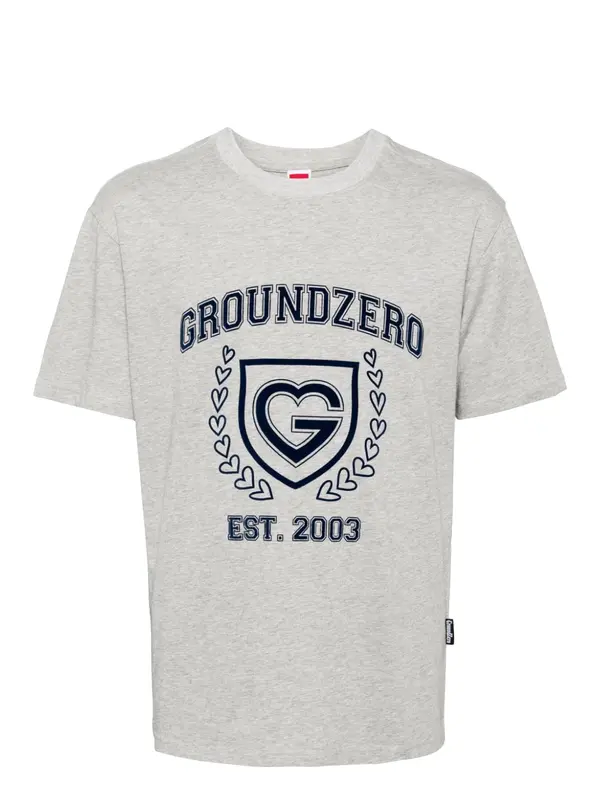 GROUND ZERO Logo-print Cotton T-shirt - Grey