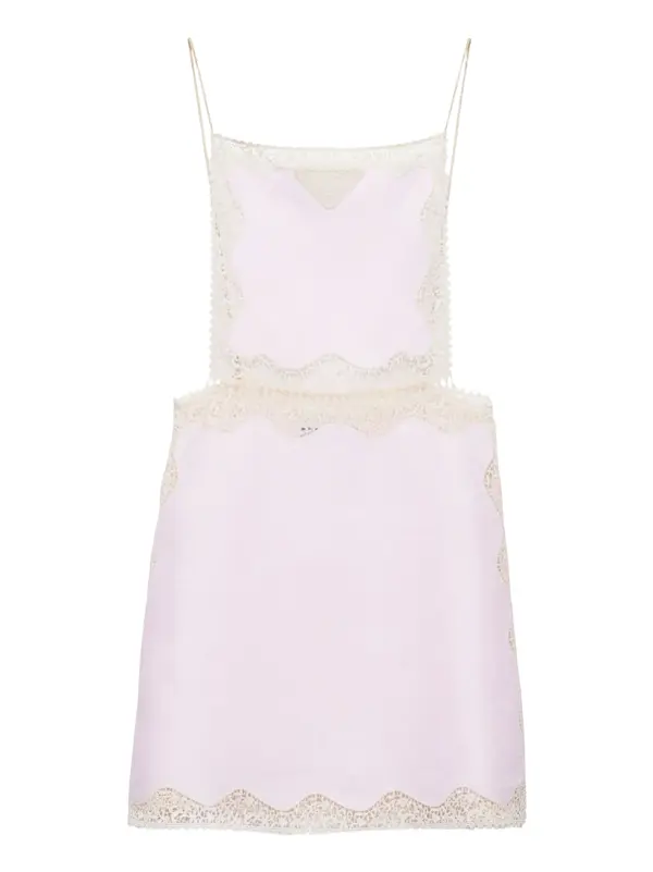 Prada Lace-trimmed Linen Minidress - Pink
