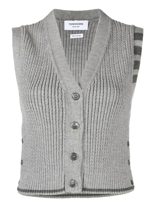 Thom Browne 4-bar Stripe Intarsia-knit Vest - Grey